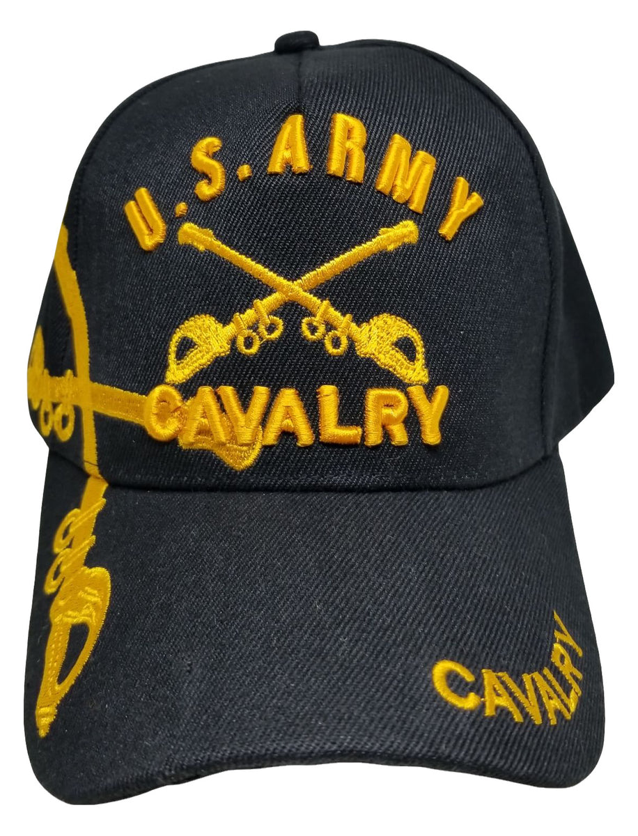ARMY Cavalry Hat Cav Baseball Cap Black and Gold with Logo Emblem Mens ...