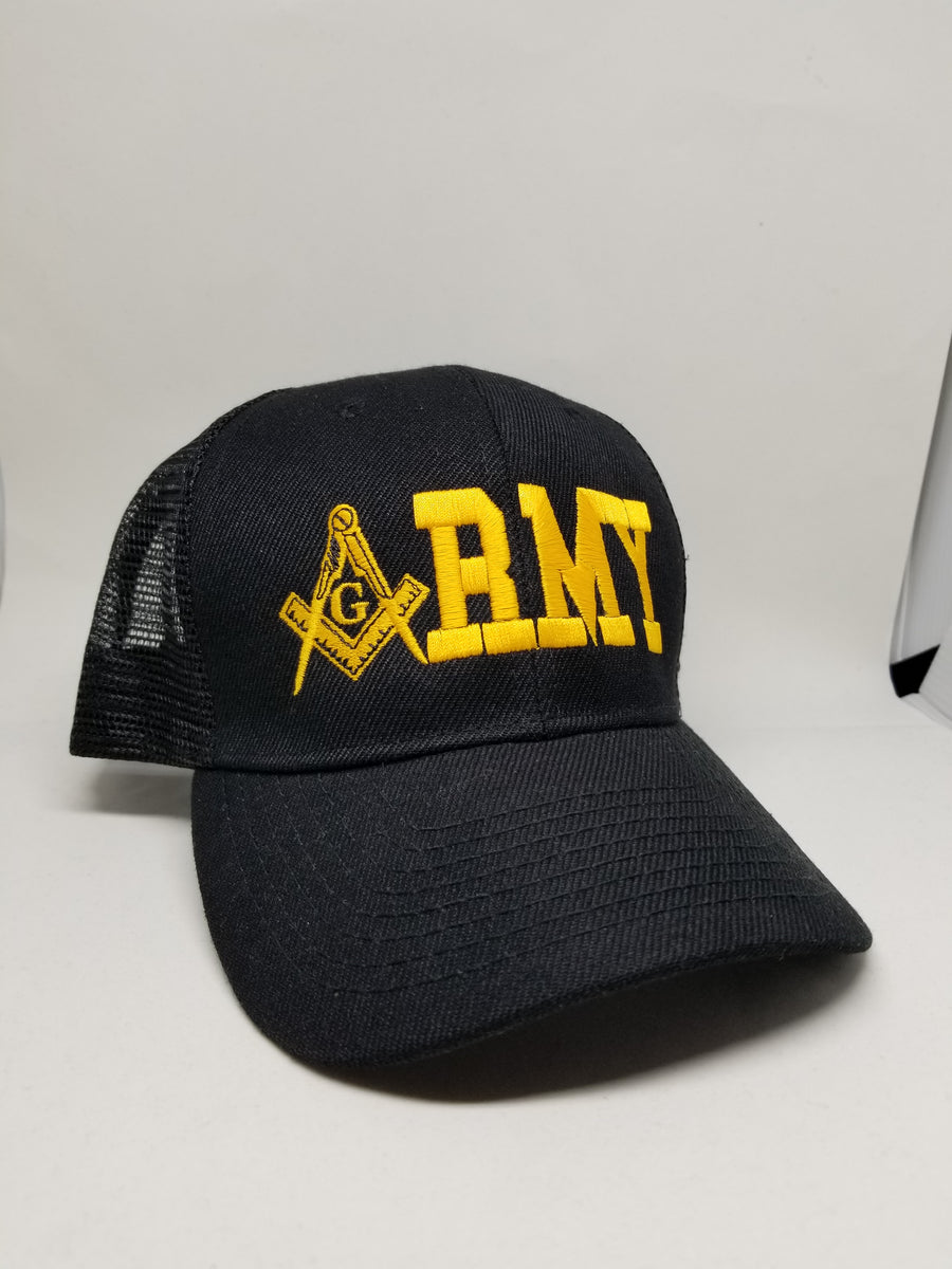 ARMY Black Masonic Baseball Cap Mason Trucker Mesh Back Hat for Freema ...