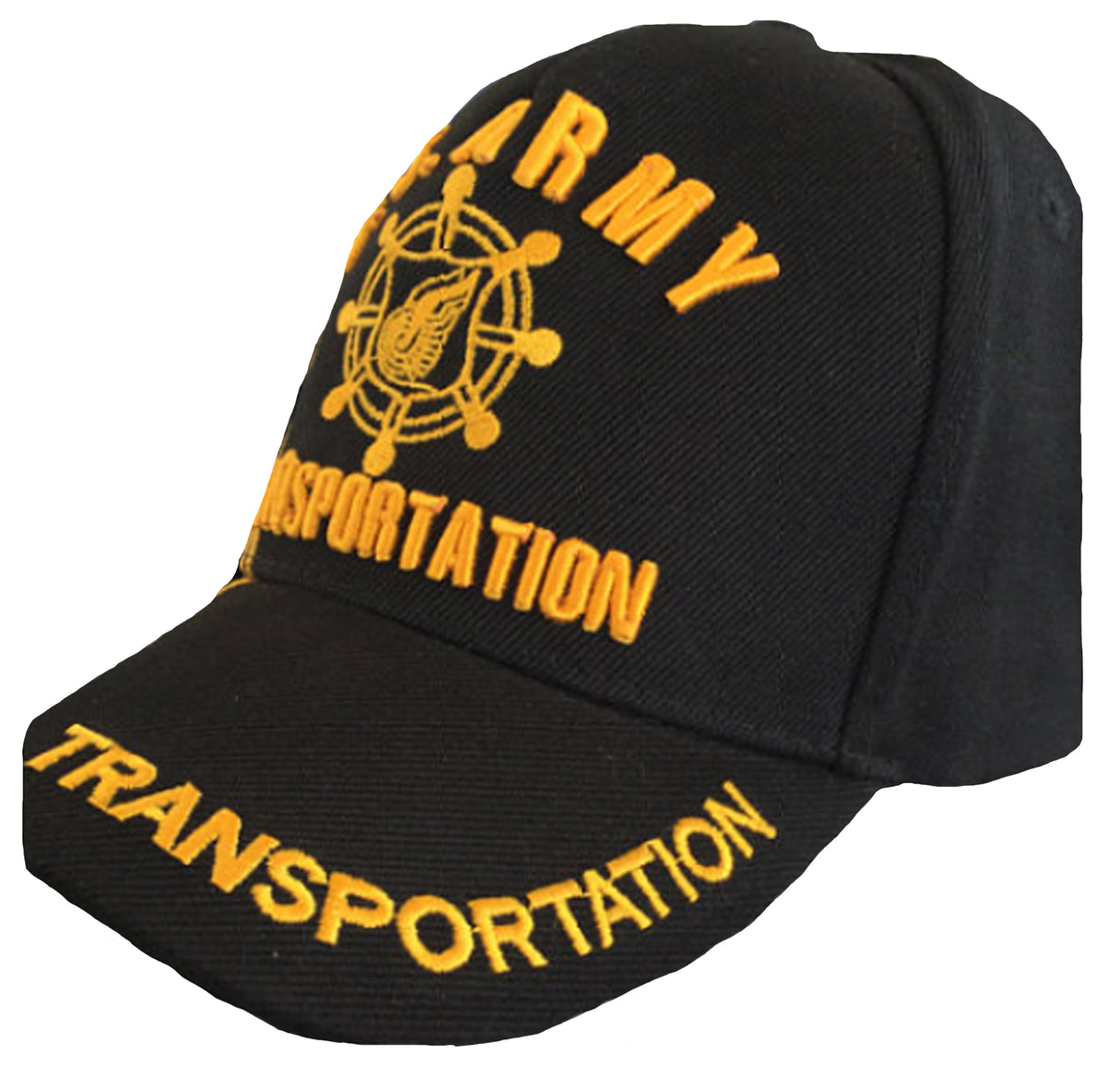 Transportation Hat Army Baseball Cap Black and Gold with Logo Emblem M ...