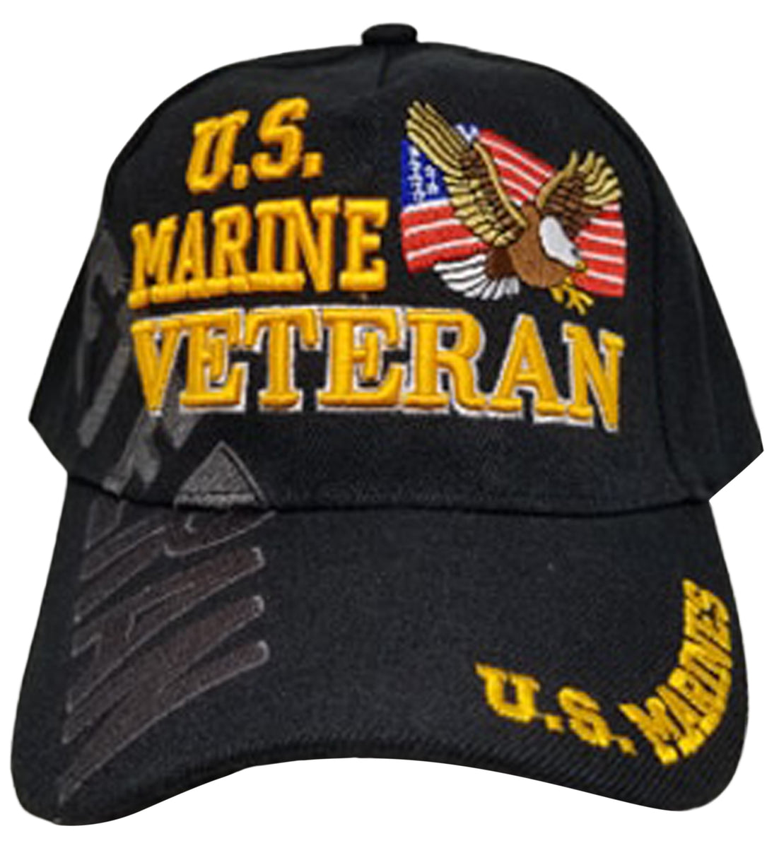 CLEARANCE Marine Hat Black Baseball Cap with Flying Bald Eagle and Ame ...