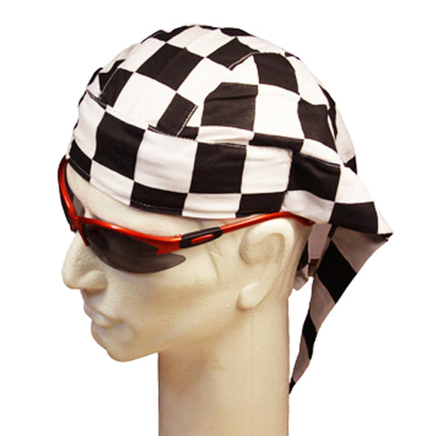 Black and White Checkered Flag Skull Cap Checkers Racing DoRag Motorcy ...