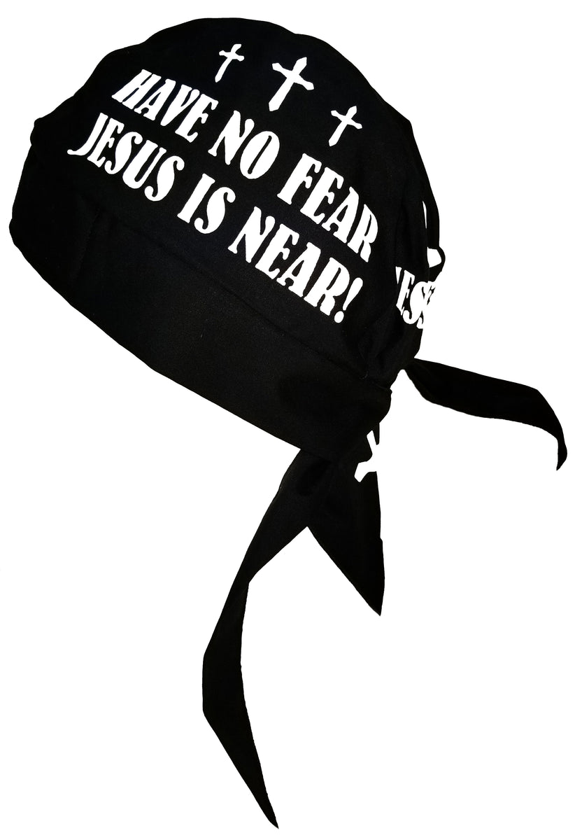 Christian Skull Cap Black and White Doo-Rag with SWEATBAND Du-Bandana ...