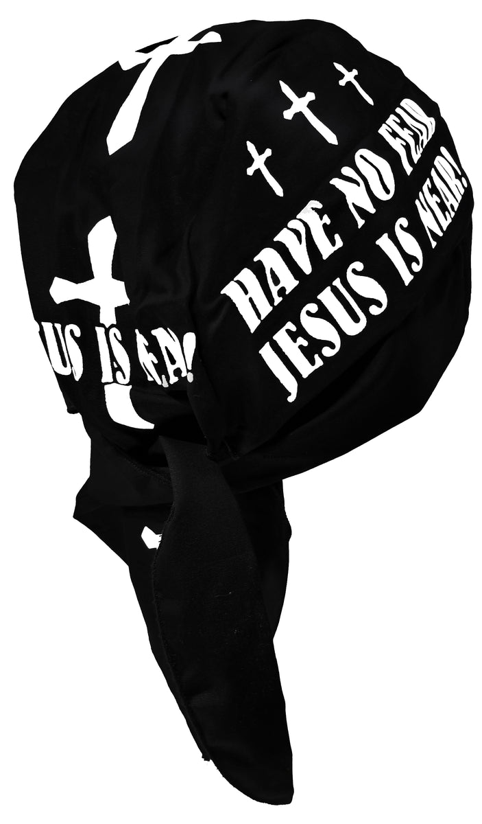 Christian Skull Cap Black and White Doo-Rag with SWEATBAND Du-Bandana ...