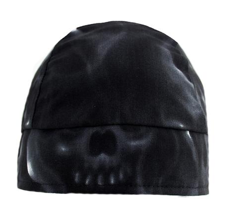 Ghoul Ghost Skulls Black and Gray Bandana Skull Cap, Made in USA, with ...