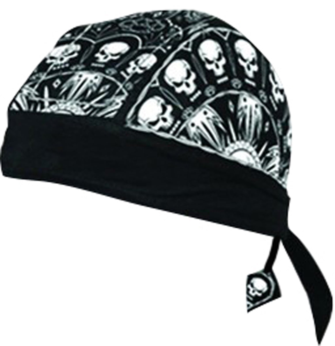 Skulls and Bones Doo Rag Cap with Sweatband Biker Hat Bandana Head Wra ...