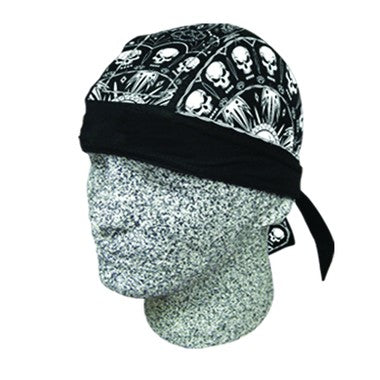 Skulls and Bones Doo Rag Cap with Sweatband Biker Hat Bandana Head Wra ...