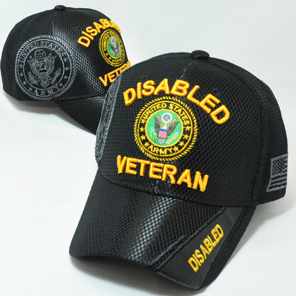 Disabled Army Veteran Hat Black Baseball Cap with Military Emblem Logo ...