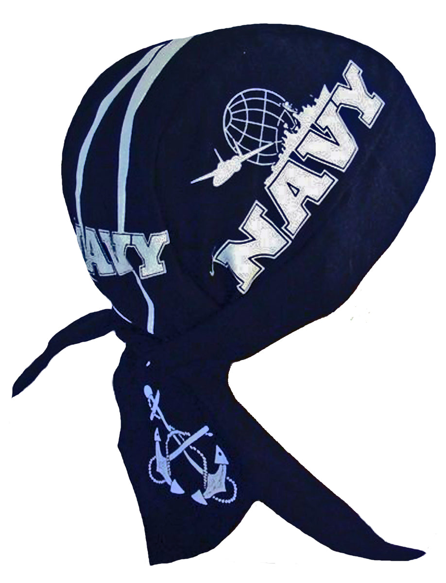 US Navy Doo Rag MADE IN AMERICA Blue Bandana Head Wrap Motorcycle Bike ...