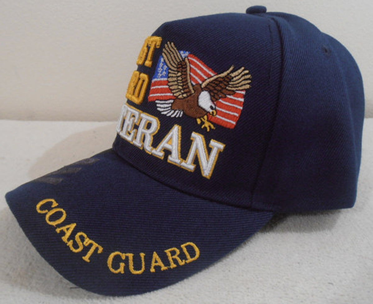 Coast Guard Veteran Hat, Blue Military Baseball Cap with Eagle and Ame ...