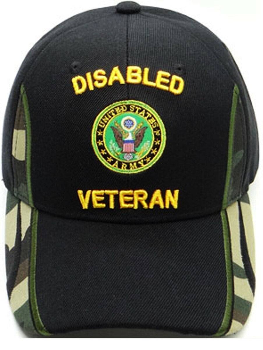 Disabled Army Veteran Hat Camouflage and Black Baseball Cap with Milit ...