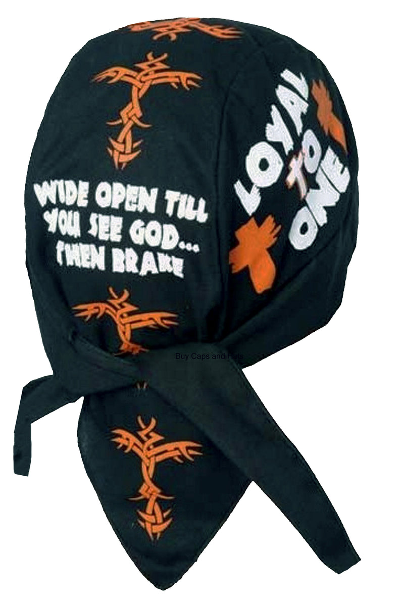 Christian Skull Cap Black and White Doo-Rag with SWEATBAND Du-Bandana ...