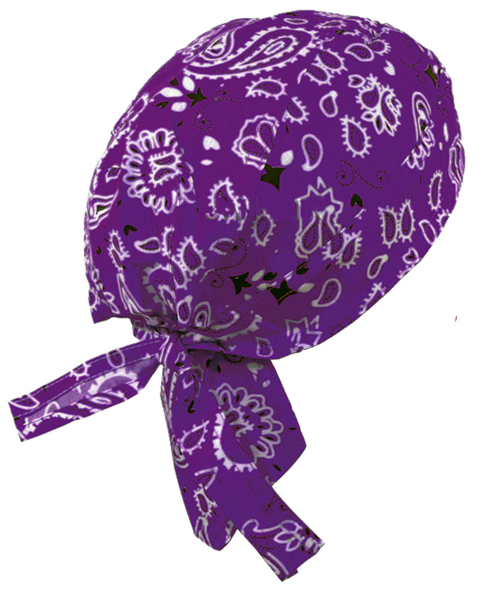 Purple Paisley Headwrap Doo Rag Durag Skull Cap Cotton Sporty Motorcyc ...