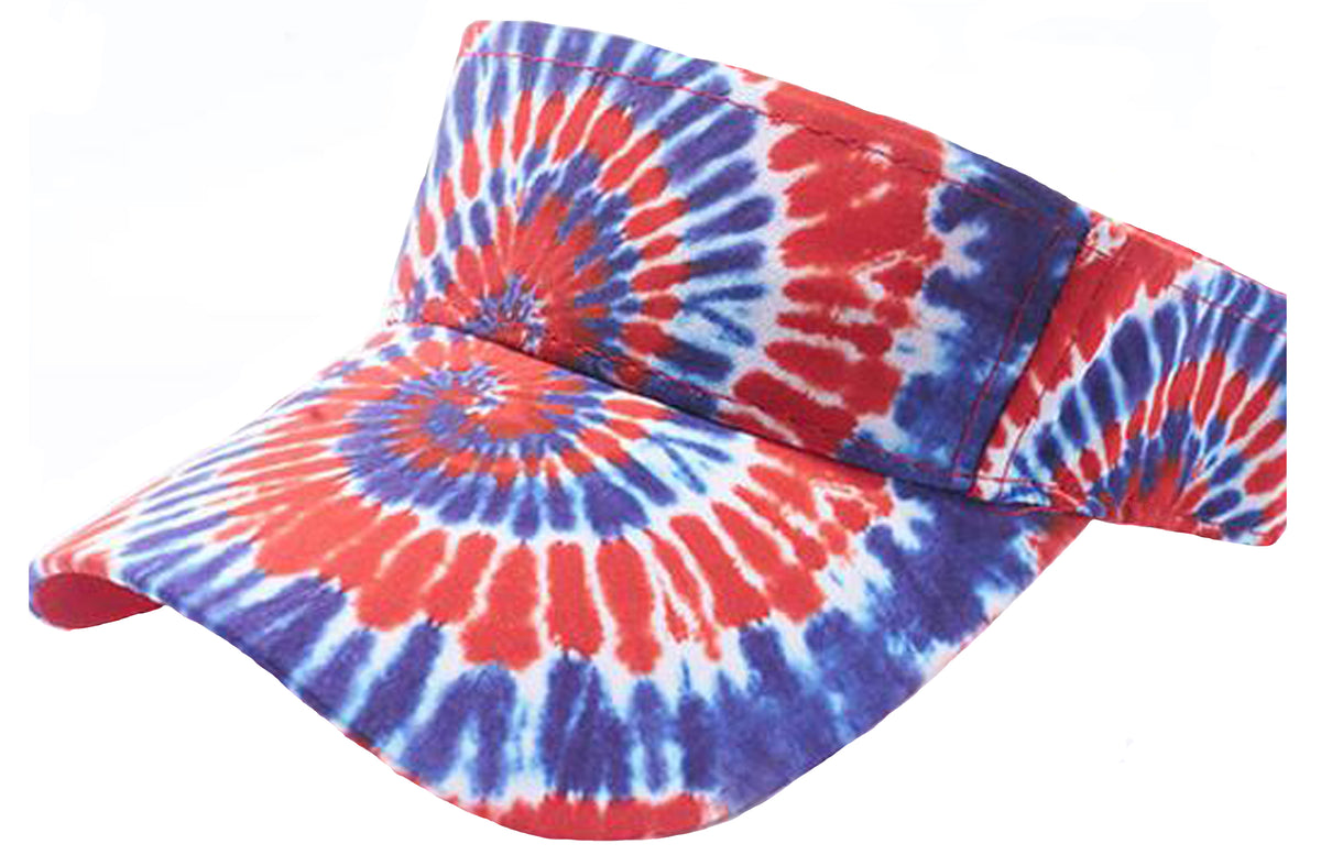 Patriotic Tie Dye Golf Visor Red White Blue 1960s Sun Visors Hippie Hi ...
