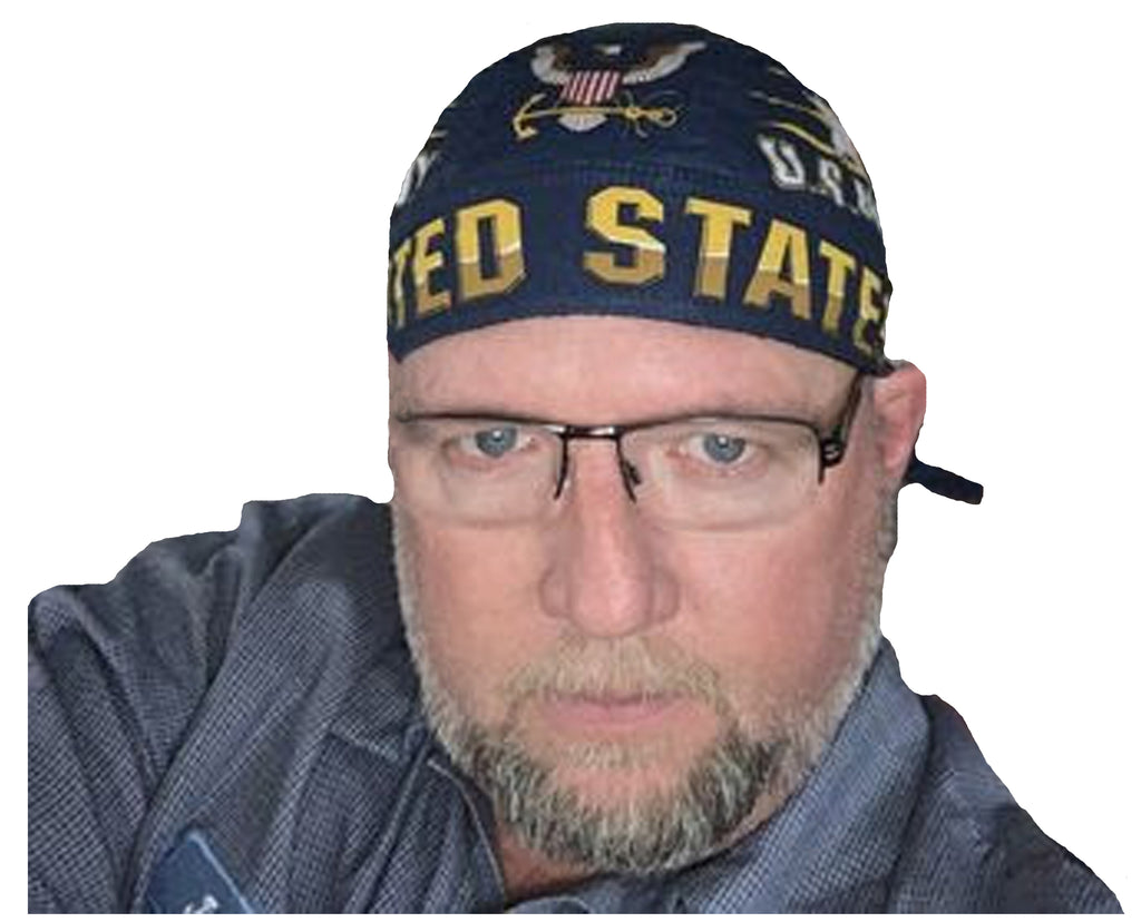 US NAVY Doo Rag with a SWEATBAND Blue Bandana Head Wrap Motorcycle Bik ...