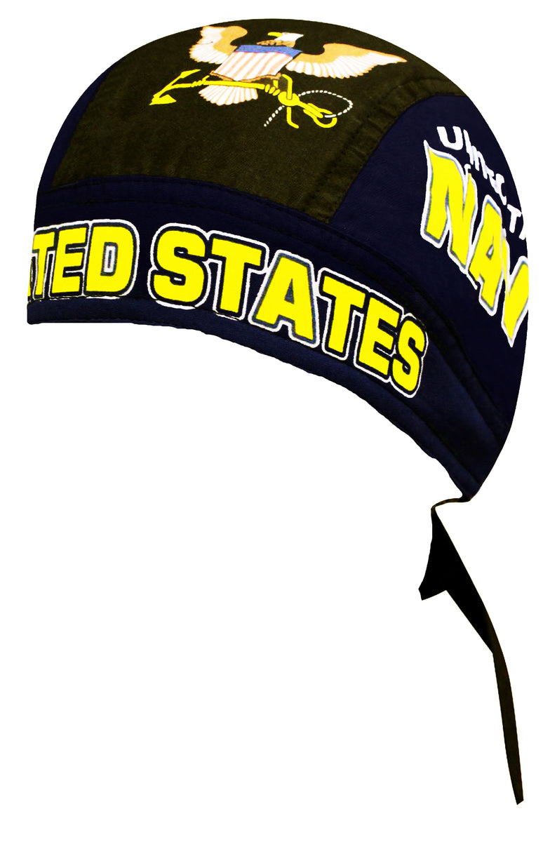 US NAVY Doo Rag with a SWEATBAND Blue Bandana Head Wrap Motorcycle Bik ...