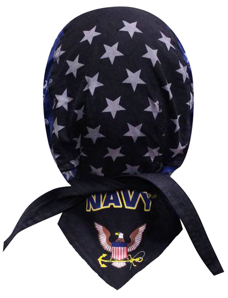 US NAVY Doo Rag with a SWEATBAND Blue Bandana Head Wrap Motorcycle Bik ...